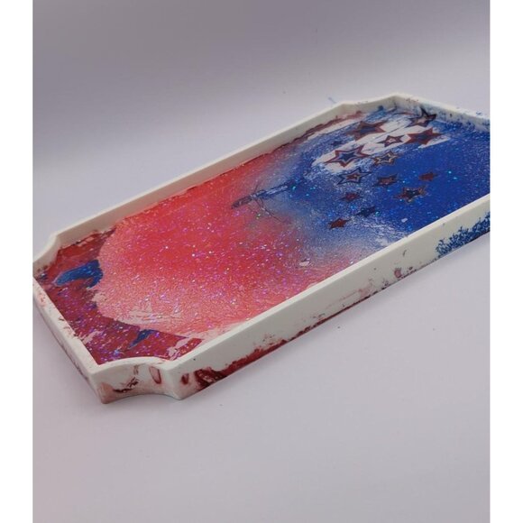 Hand Crafted | Accents | 9 Inch Tray With Arc Corners Red White Blue ...